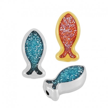 Zamak Slider Fish w/ Enamel 13x7mm (Ø1.6mm) - Nikolis Group