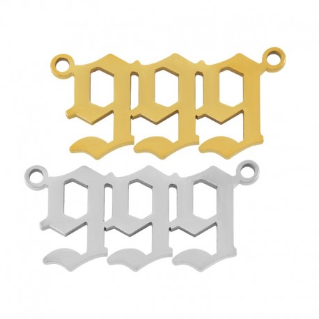 Stainless Steel 304 Charm Angel Numbers “999” 25x12mm - Nikolis Group