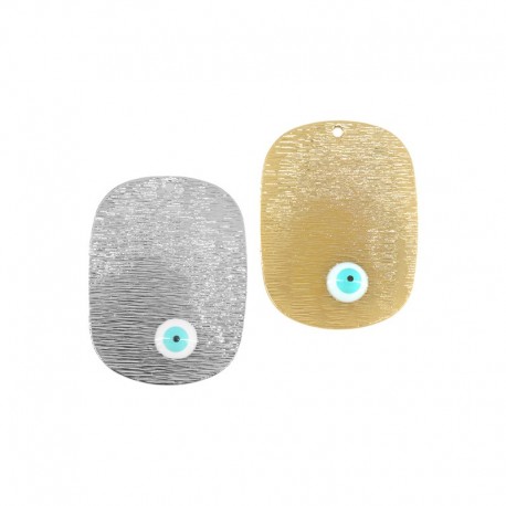 Brass Pendant Tag w/ Evil Eye & Enamel 20x27mm - Nikolis Group