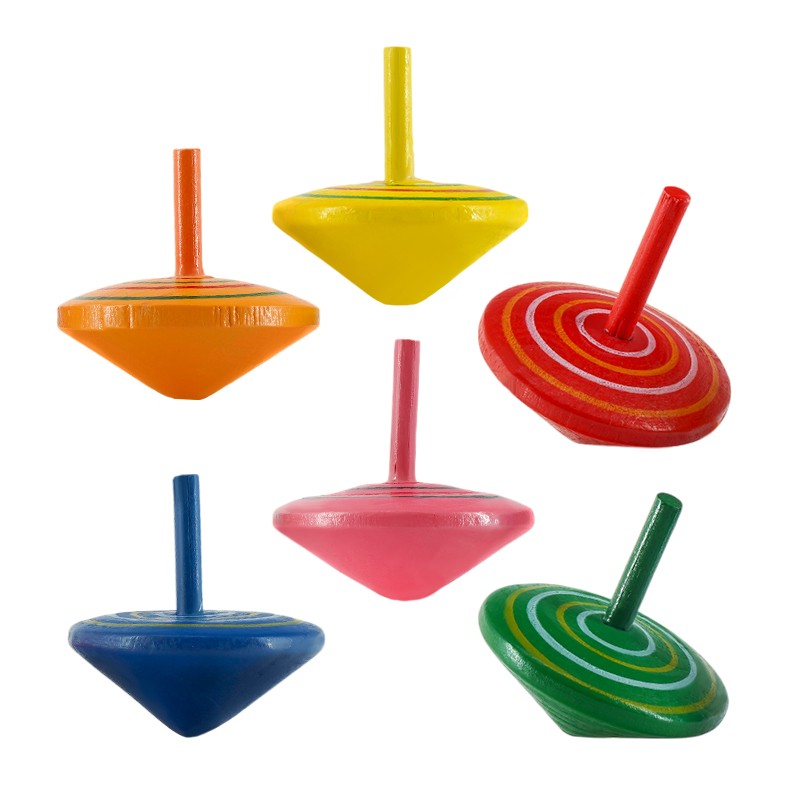 Wooden Spinning Top Colorful 40mm - Nikolis Group