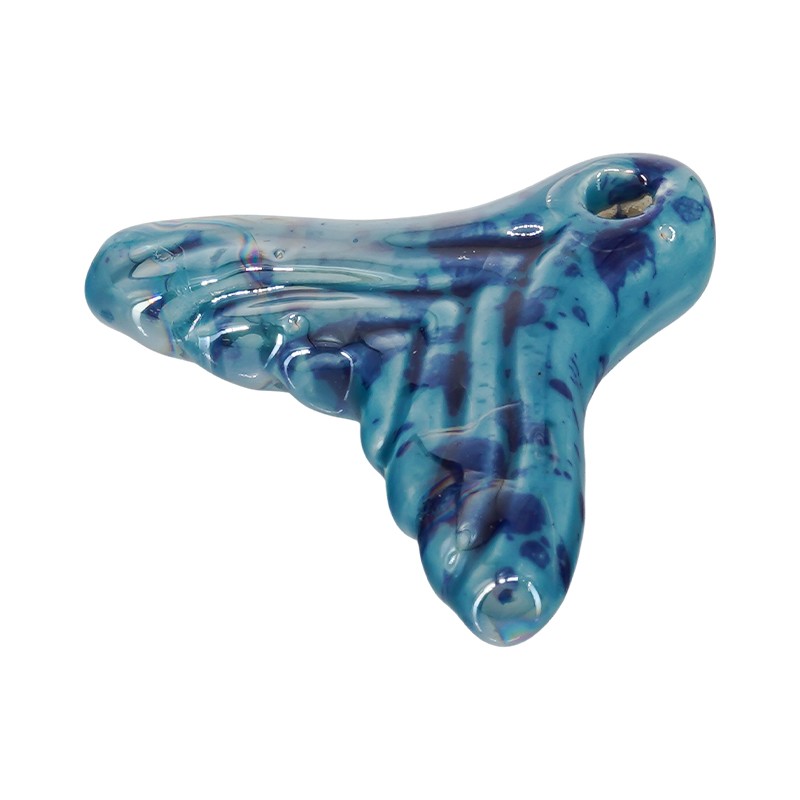 Enameled Ceramic Mermaid Tail Blue 50x37mm/11mm Ø2.6mm - Nikolis Group
