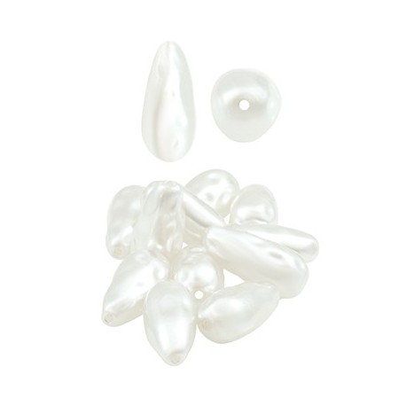 Pearl ABS Bead Irregular Drop 17x28mm (Ø1mm) - Nikolis Group