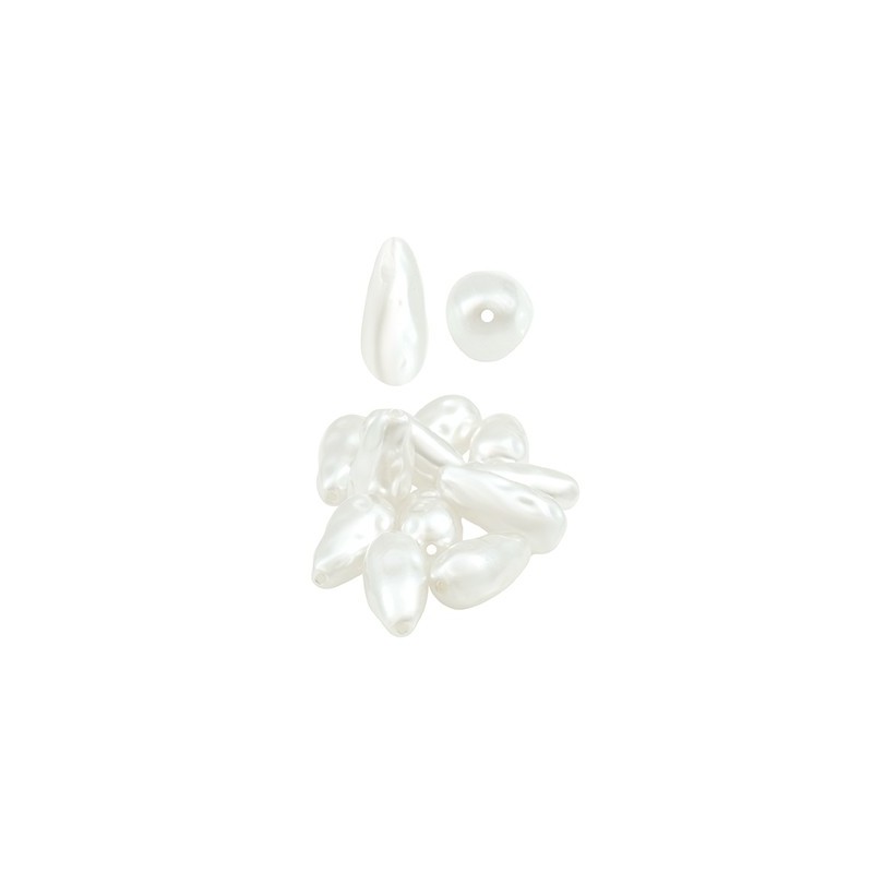 Pearl ABS Bead Irregular Drop 17x28mm (Ø1mm) - Nikolis Group