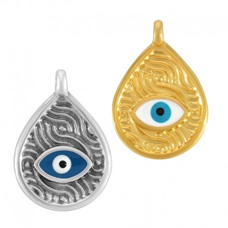 Zamak Charm Drop w/ Evil Eye & Enamel 13x17mm - Nikolis Group